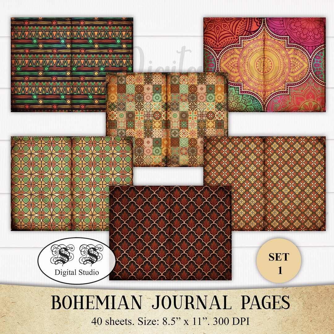 Bohemian Junk Journal Paper Kit, Journal Pages, Tribal, African, Boho ...