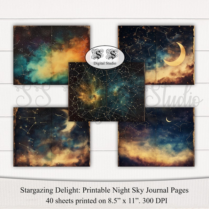 Stargazing Delight: Printable Watercolor Night Sky Journal Pages - Etsy