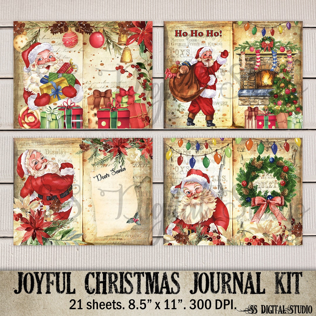 Santa, Cute, Joyful, Charming, Journal Page, Christmas Journal Kit ...