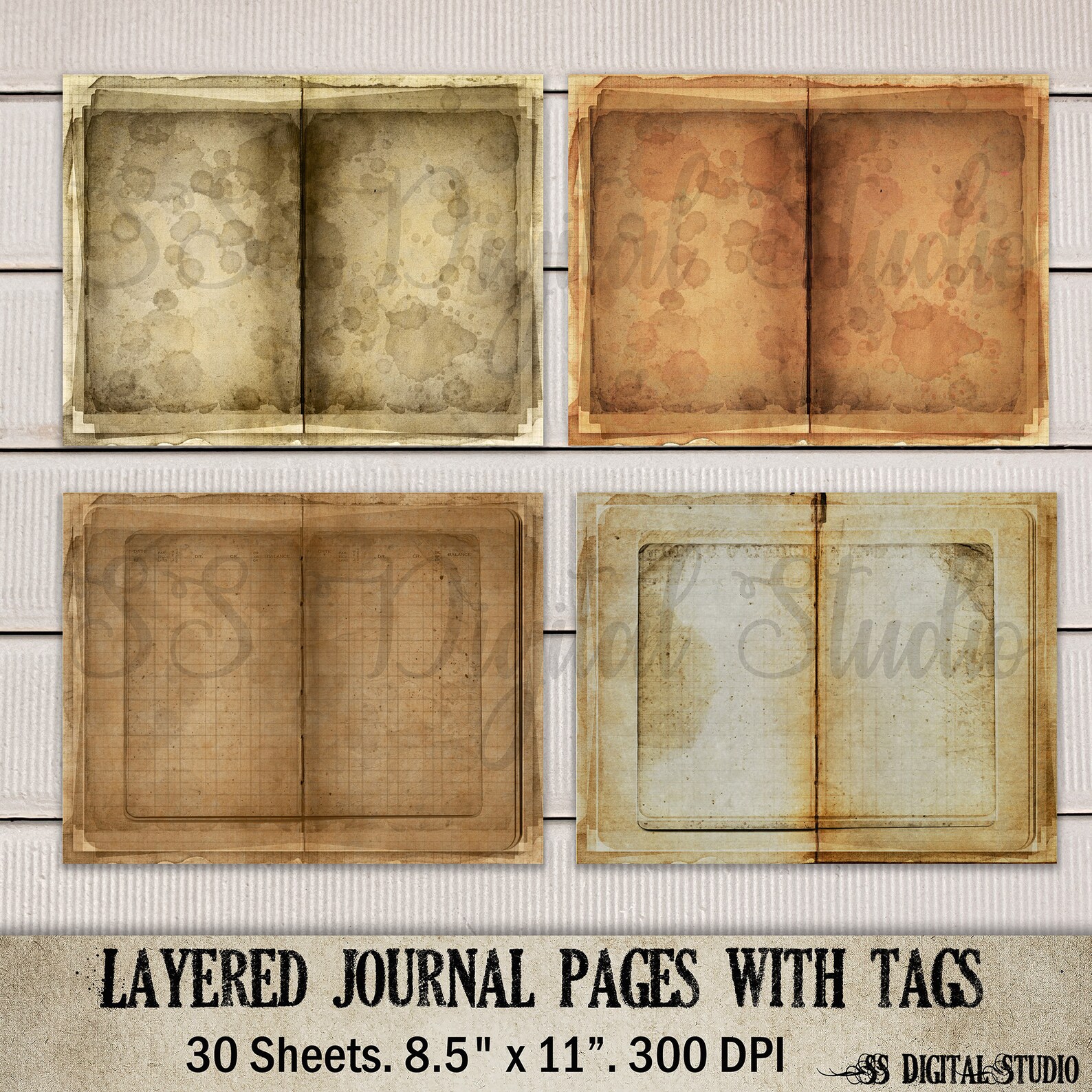 Layered Journal Pages, Printable Junk Journal, Digital Journal Kit ...