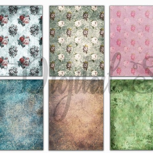 Grunge, Flower, Pattern,shabby, Vintage, Digital, Paper, Background ...