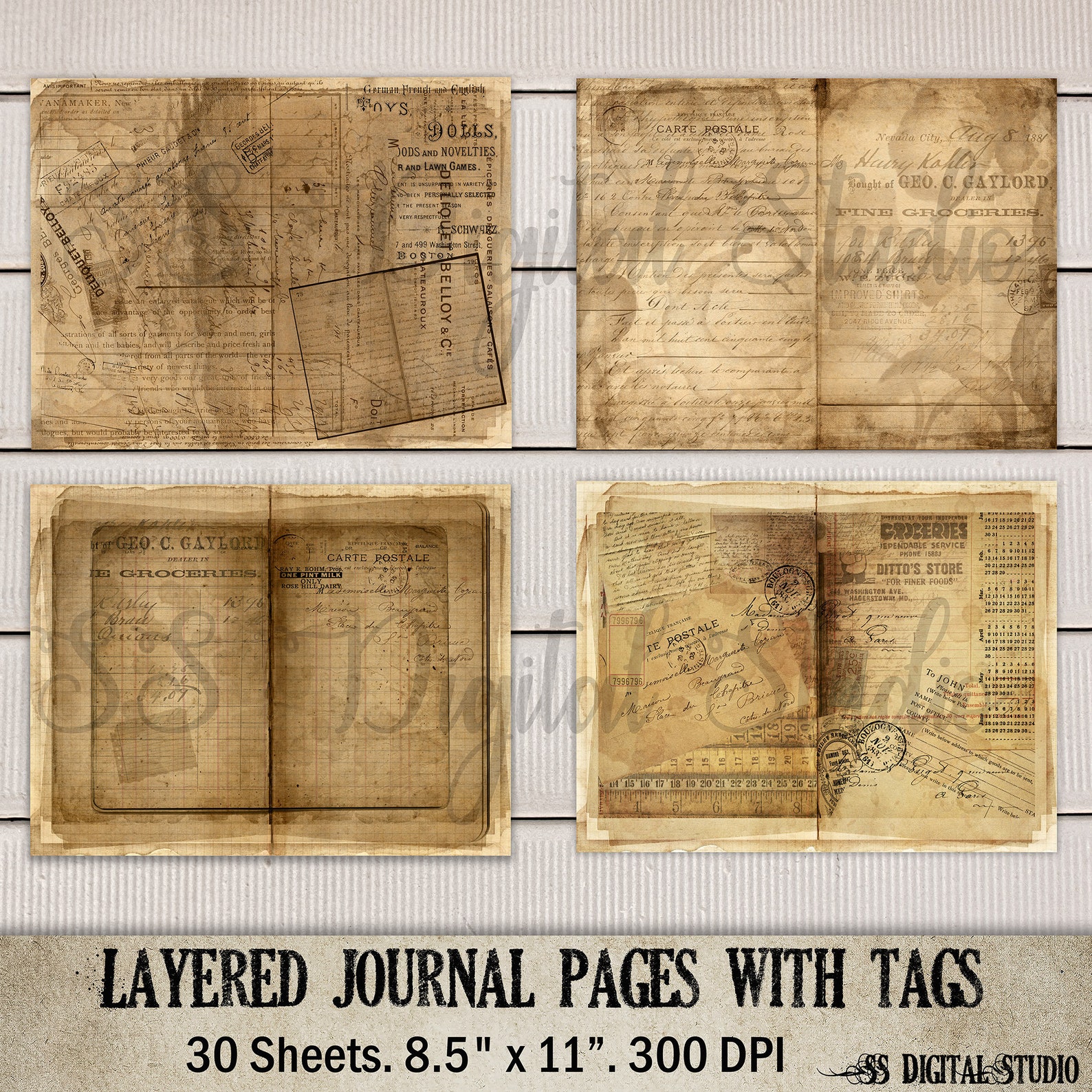 Layered Journal Pages, Printable Junk Journal, Digital Journal Kit ...