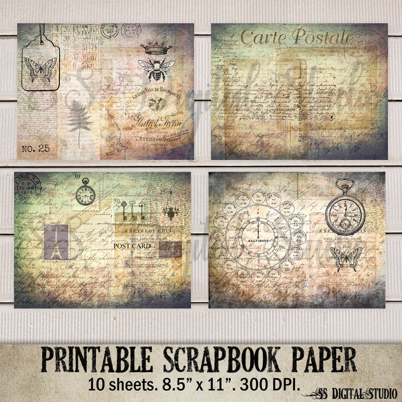 10 Sheets Landscape Butterfly Script Stamp Mixed Media - Etsy