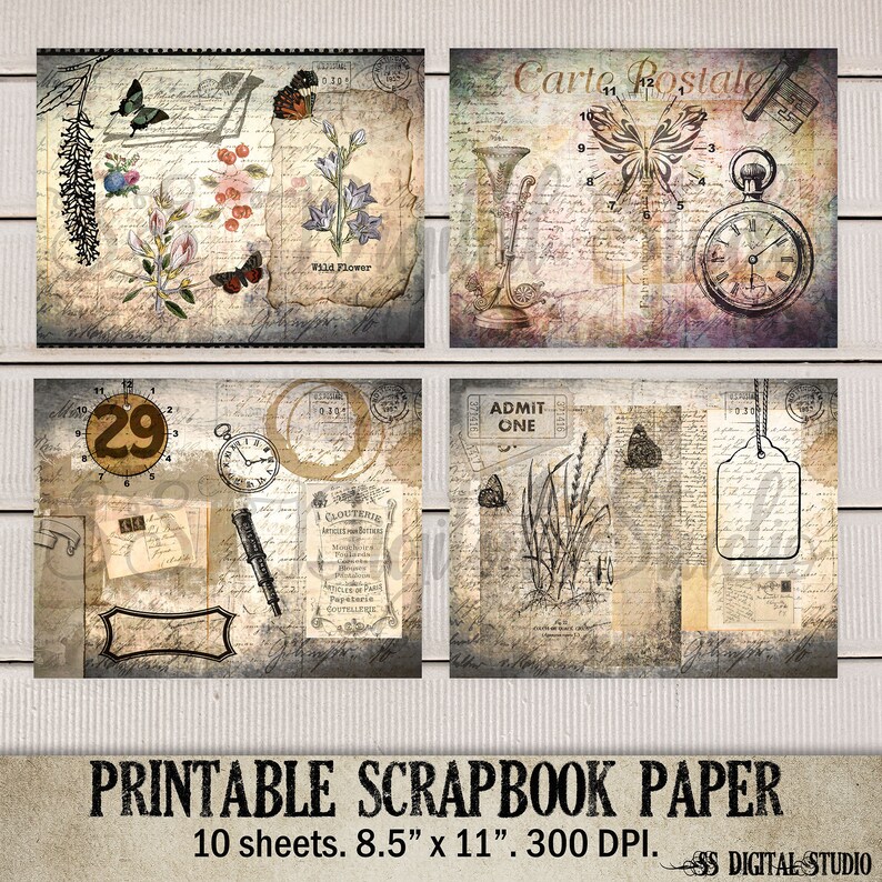 10 Sheets Landscape Butterfly Script Stamp Mixed Media - Etsy