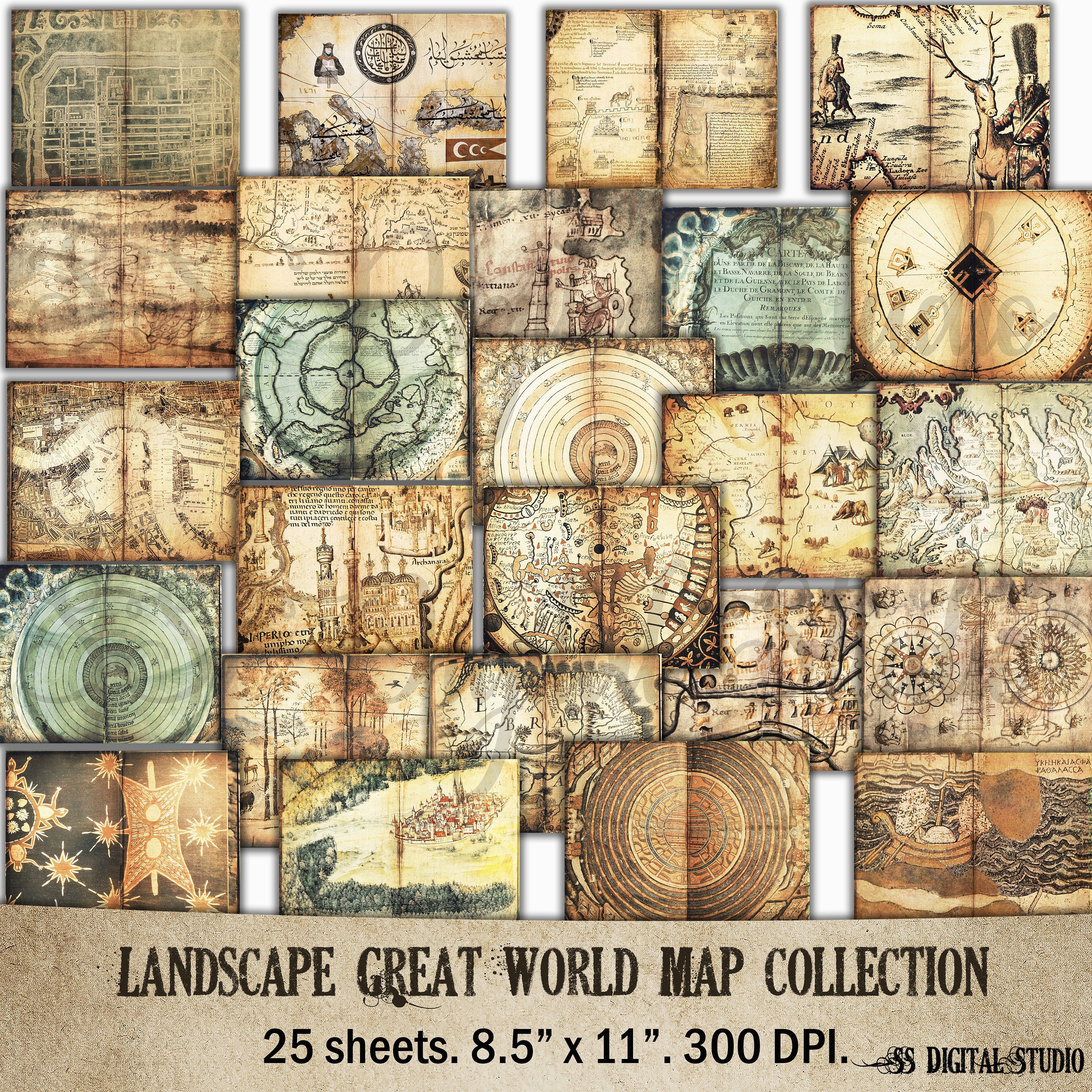 Ancient Vintage Antiquegrunge Old Map Journal Paper | Etsy