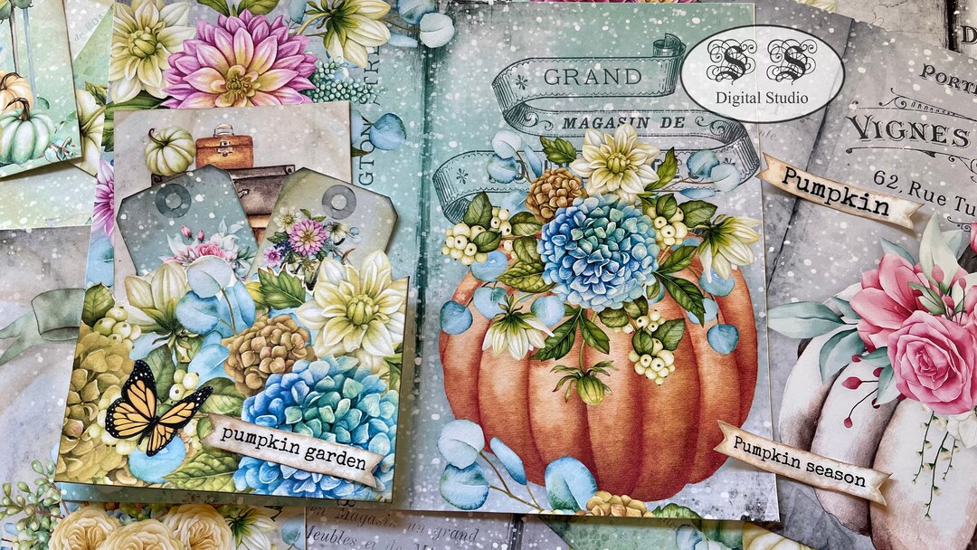 32 PDF Sheets, Pumpkin Harvest Fall Journal Kit, Autumn Junk Journal ...