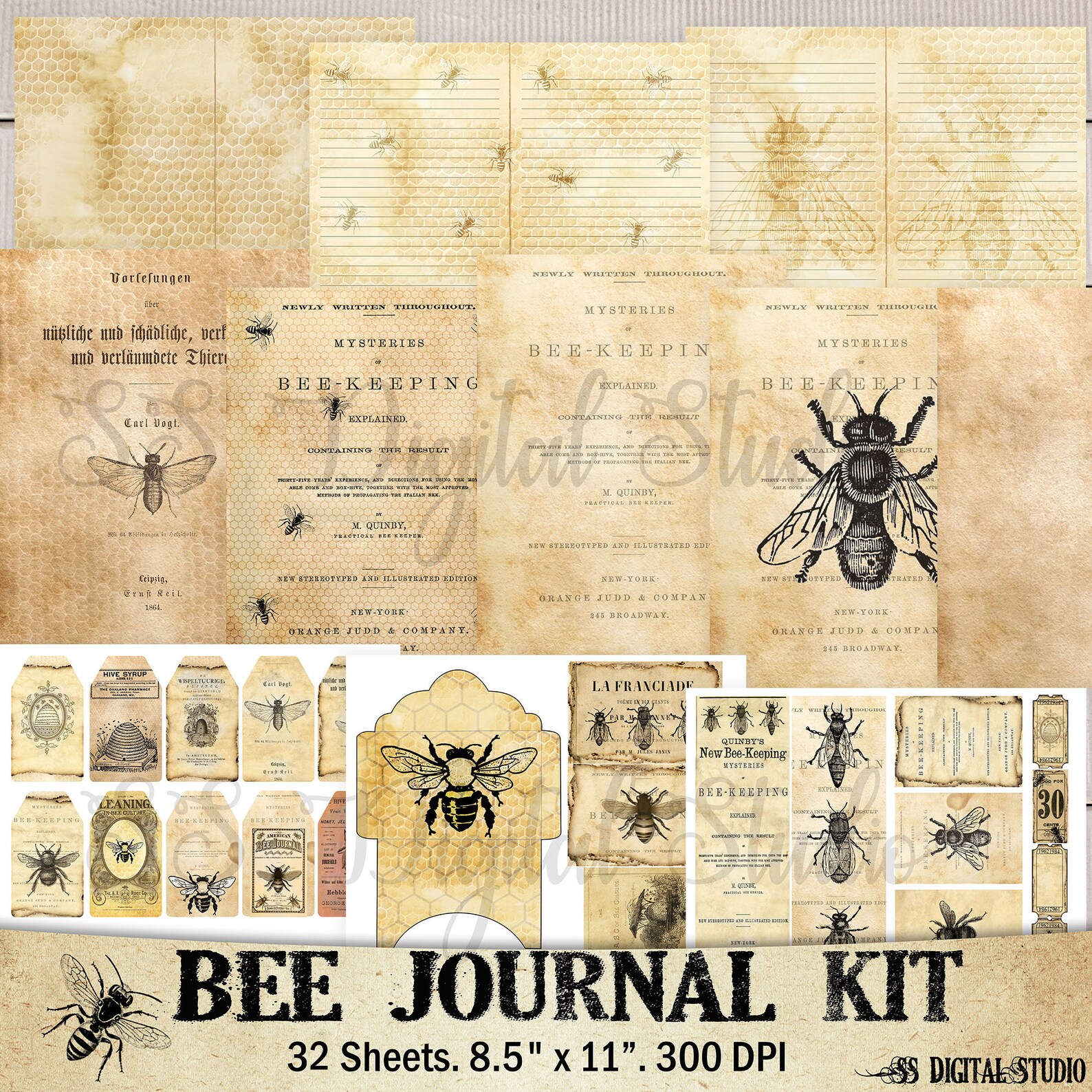 32 Sheets Busy Bee Journal Kit Journal Pages Bee Keeper - Etsy
