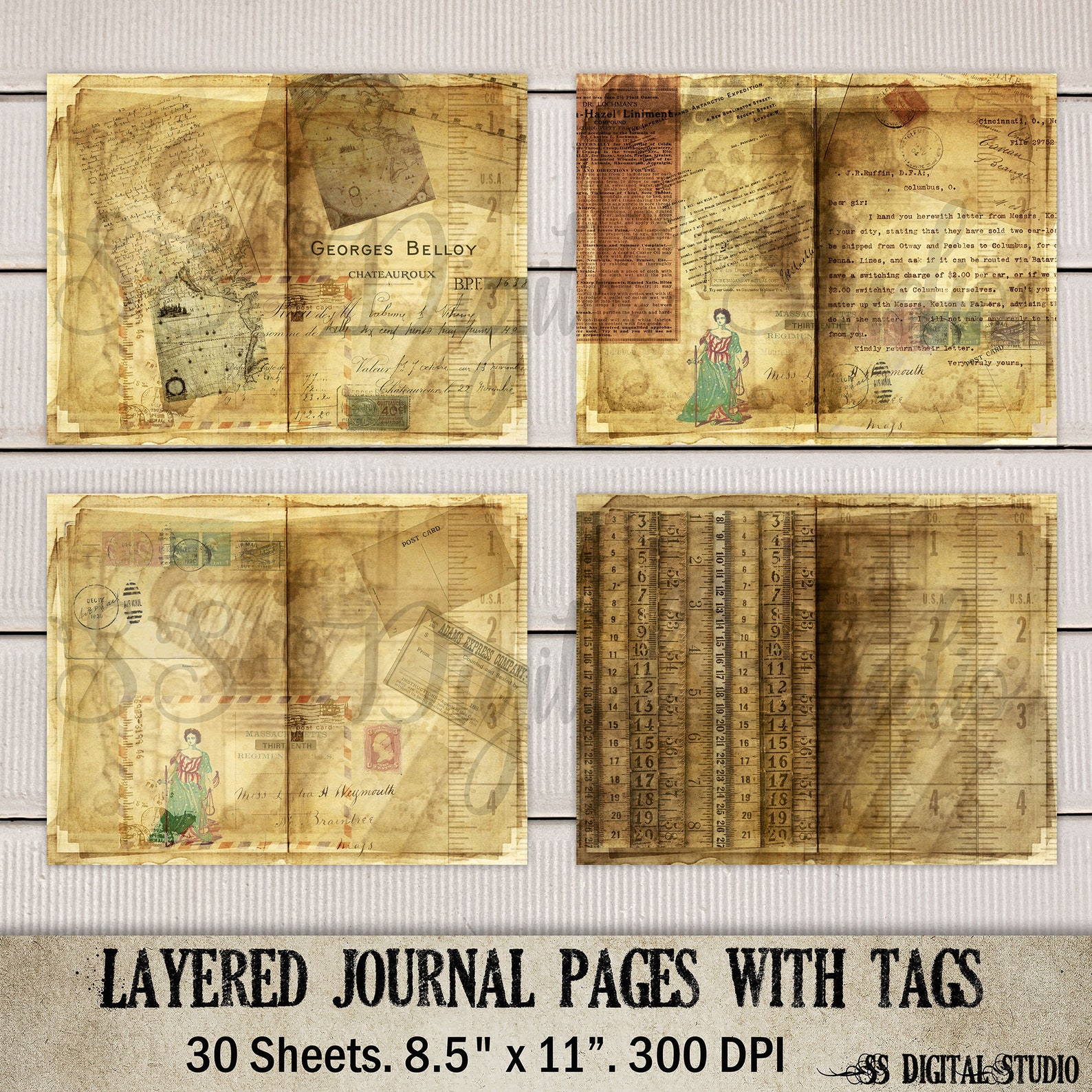 Layered Journal Pages, Printable Junk Journal, Digital Journal Kit ...
