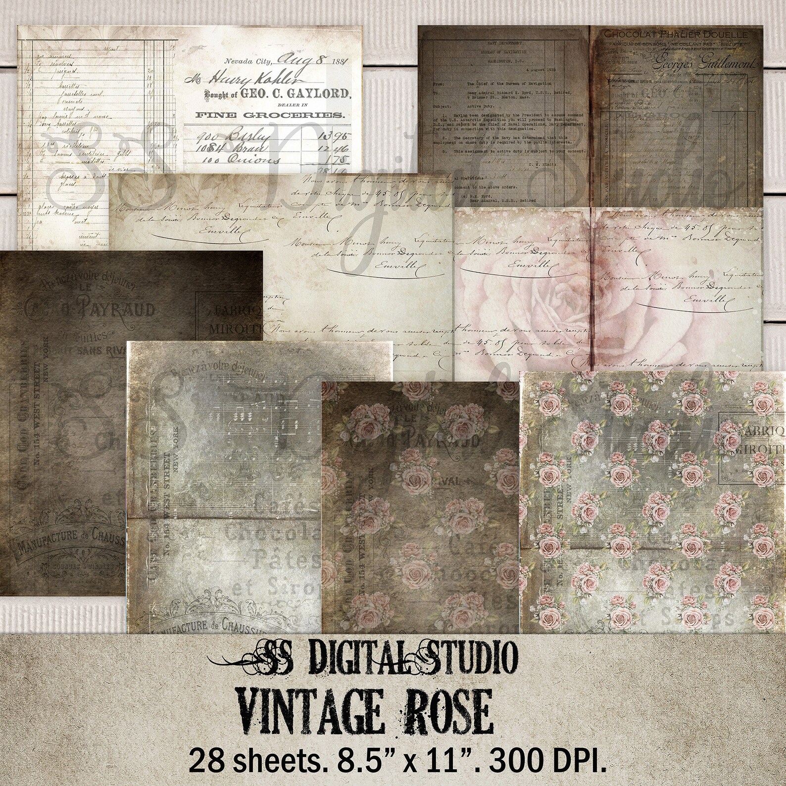 Vintage Roses Antique journal page journal kit vintage | Etsy