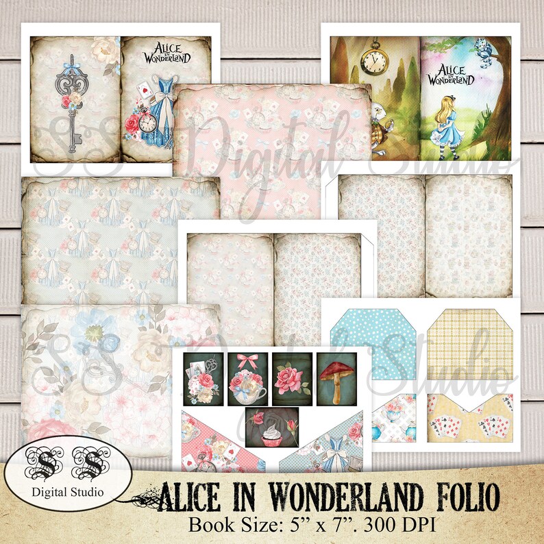 Alice in Wonderland Journal Insert, Folio, Tea Party, Folder, Junk ...