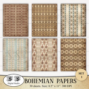 Bohemian Printable Paper Kit, Scrapbooking, Album, Journal Pages ...