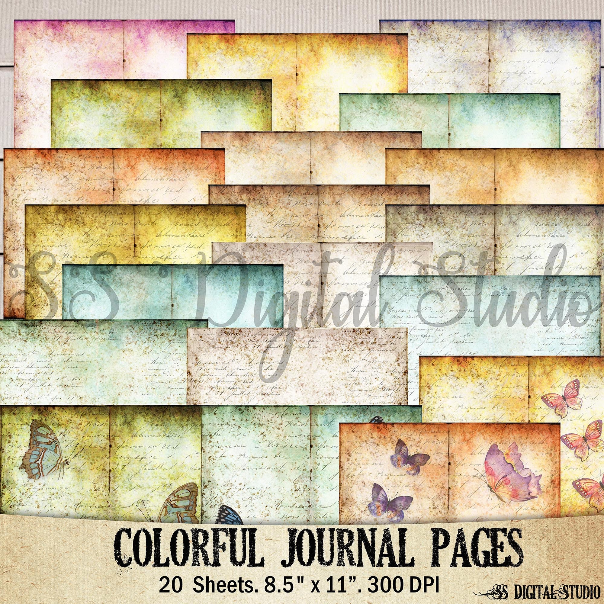 Colorful Journal Paper Vintage Design Junk Journal Page - Etsy