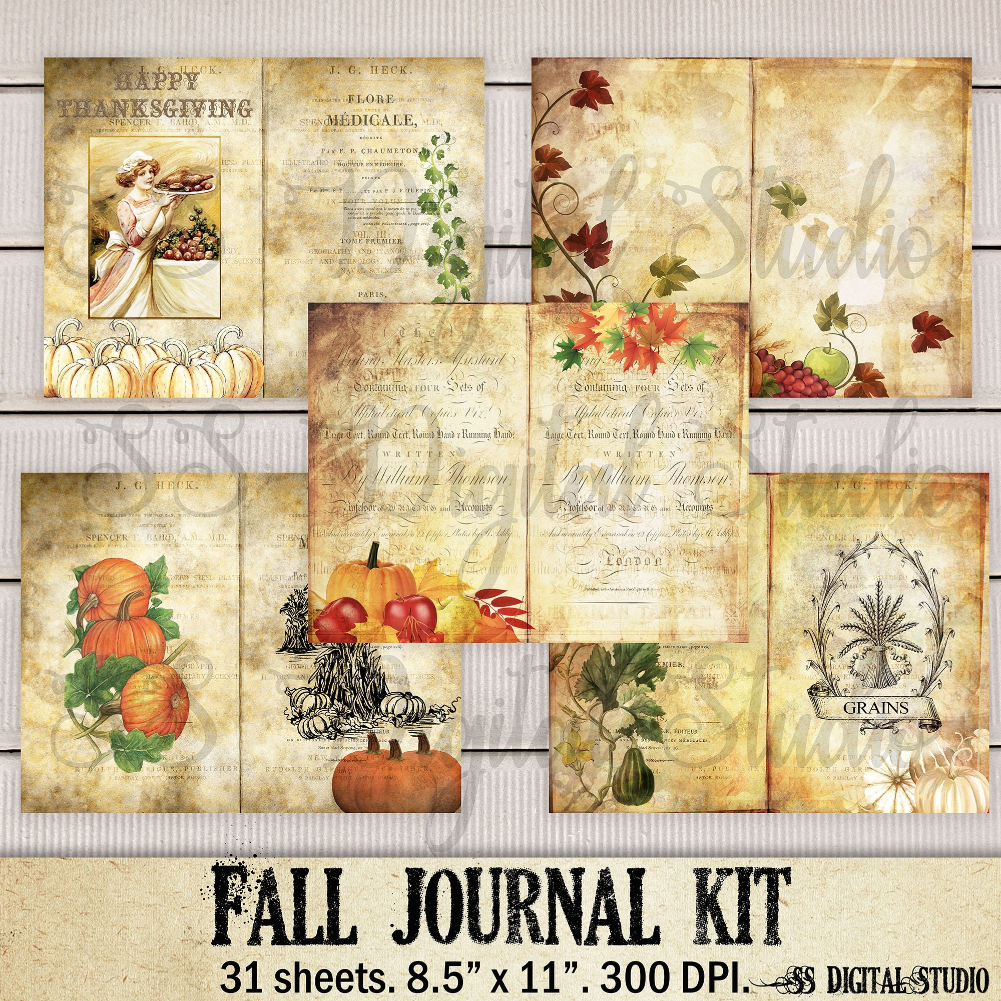 Fall journal kit Autumn Junk Journal Kit Printable Vintage | Etsy