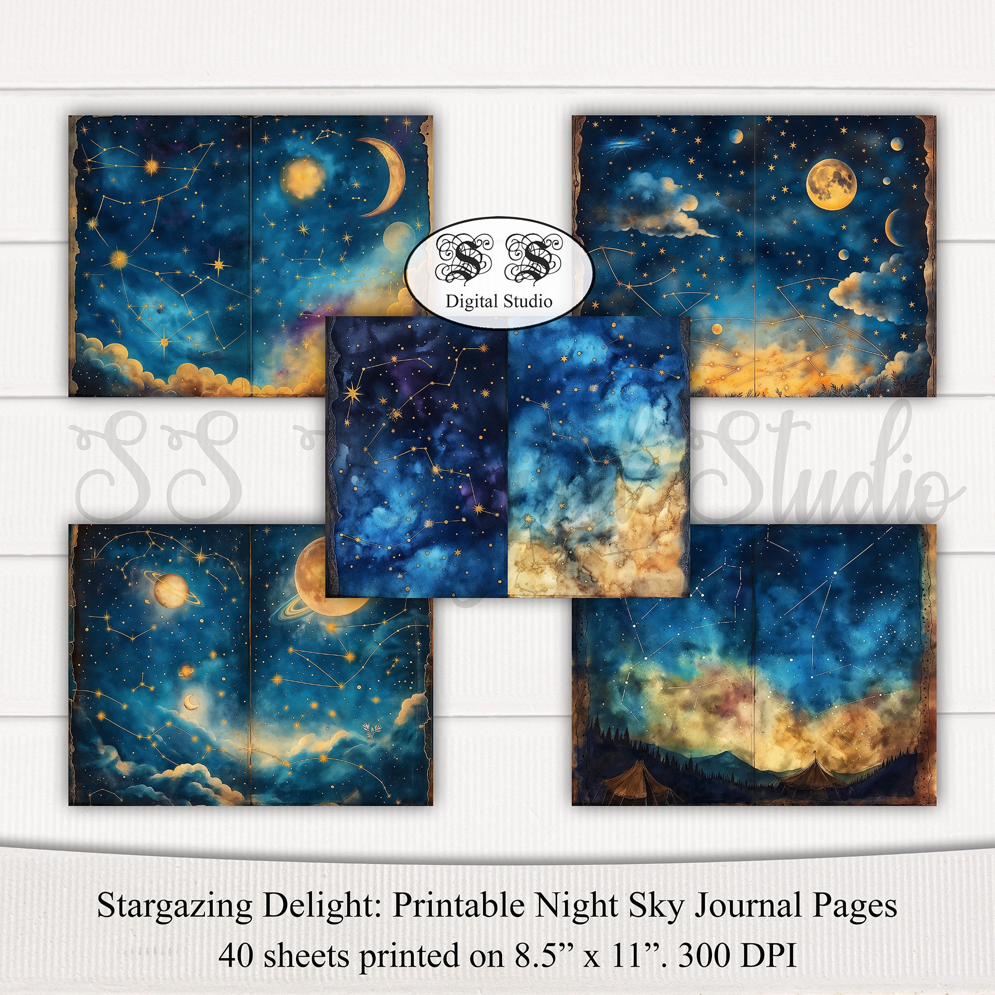 Stargazing Delight: Printable Watercolor Night Sky Journal Pages - Etsy