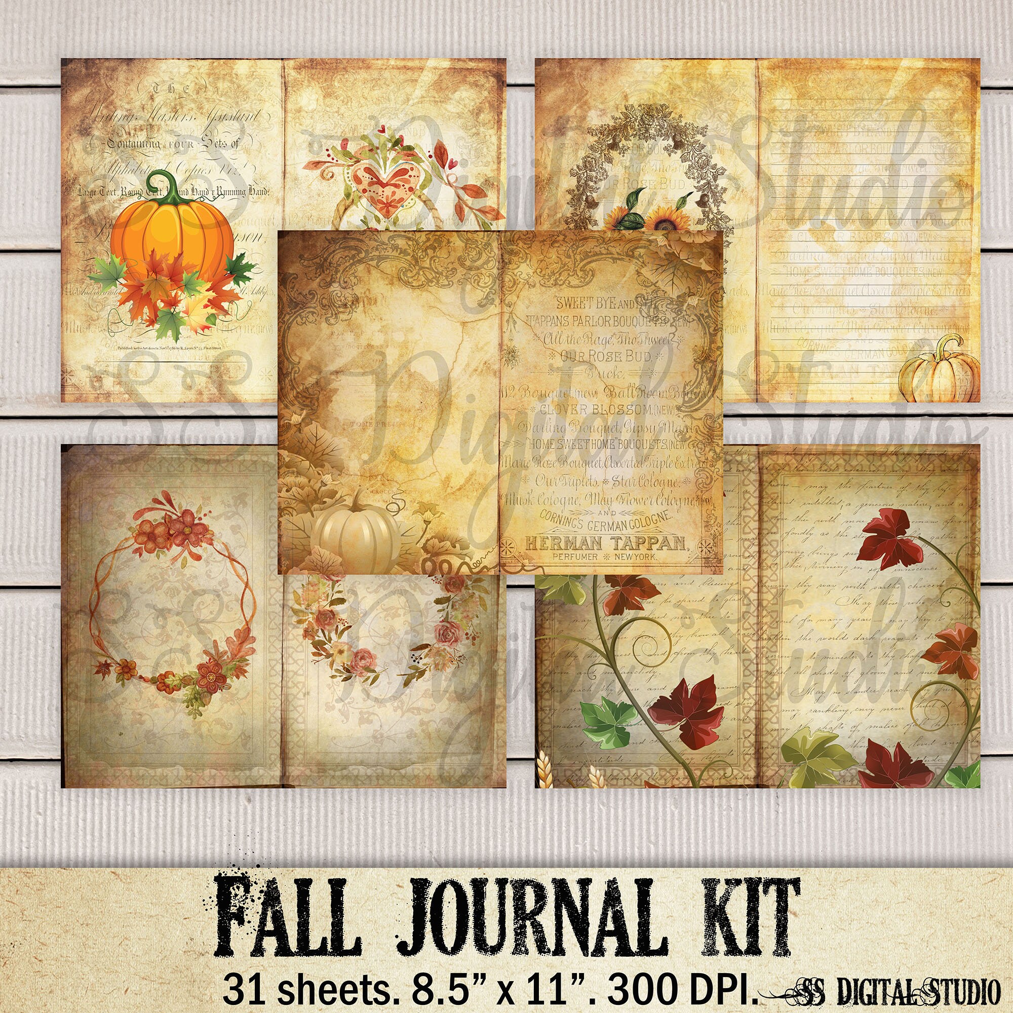 Fall journal kit Autumn Junk Journal Kit Printable Vintage | Etsy