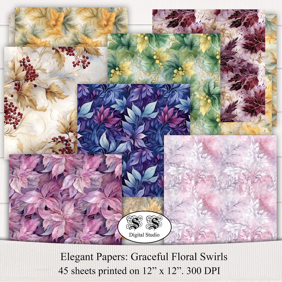 Dreamy Floral Scrapbook Paper - Elegant 12x12 Inch Designs for Crafting ...