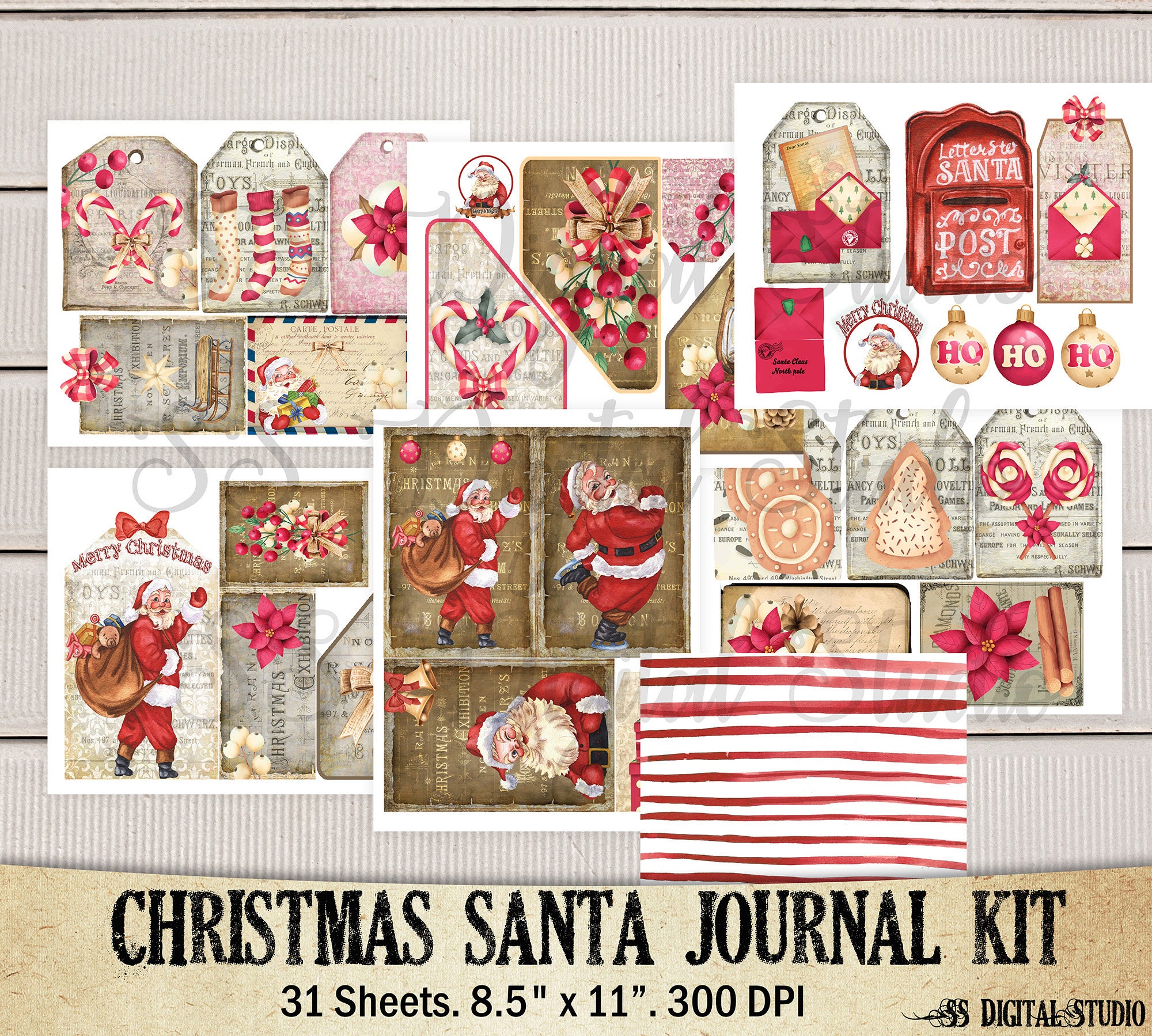 DIY Santa Pocket Folio Journal Kit: Christmas Notebook (digital ...
