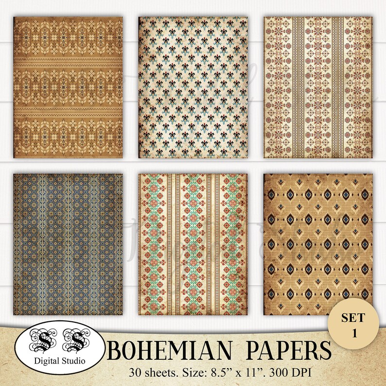 Bohemian Printable Paper Kit Scrapbooking Album Journal - Etsy