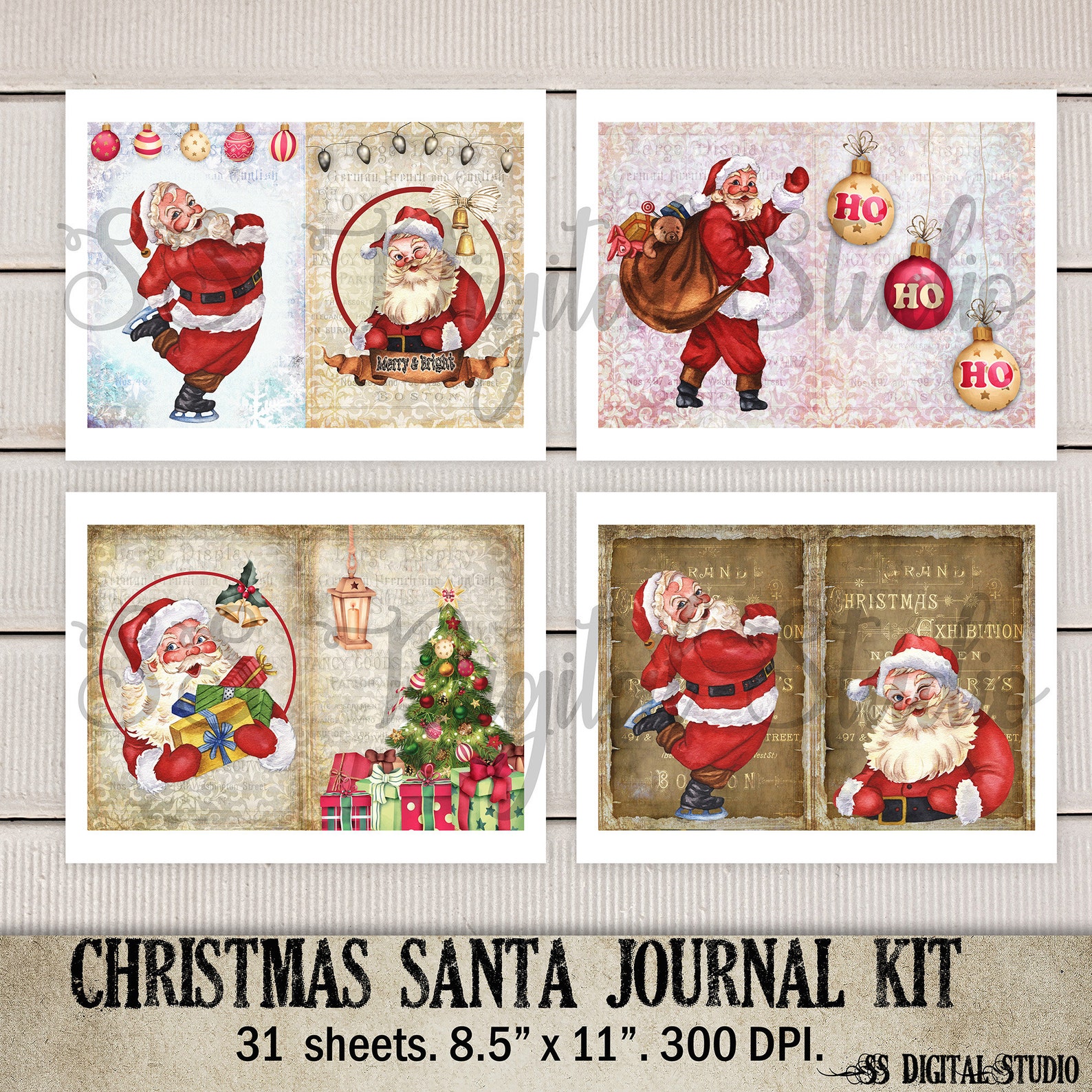 DIY Santa Pocket Folio Journal Kit: Christmas Notebook (digital ...