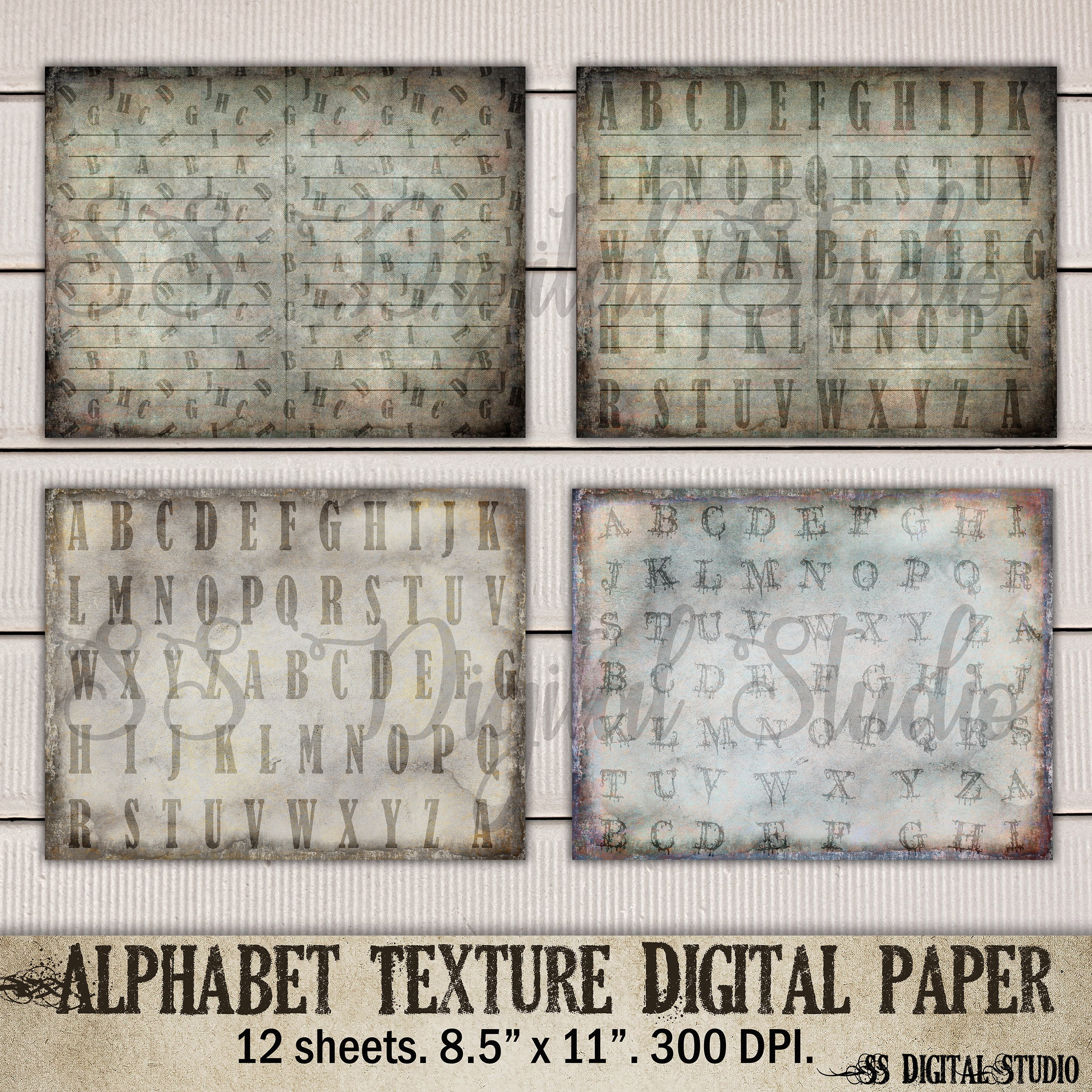 Landscape Antiquegrunge Vintage Alphabet Texture Paper - Etsy