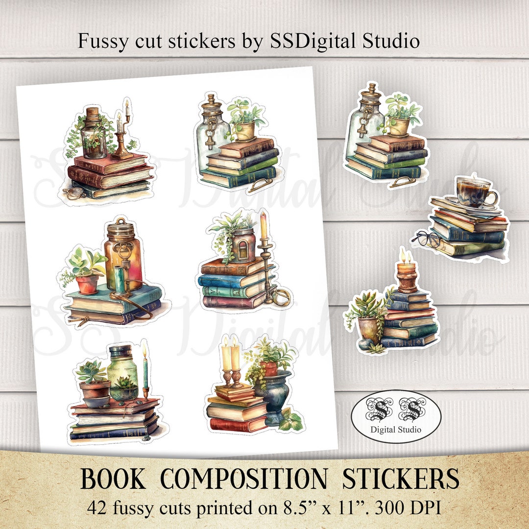 Book Composition Stickers: Vintage Style Ephemera (printable) - Etsy