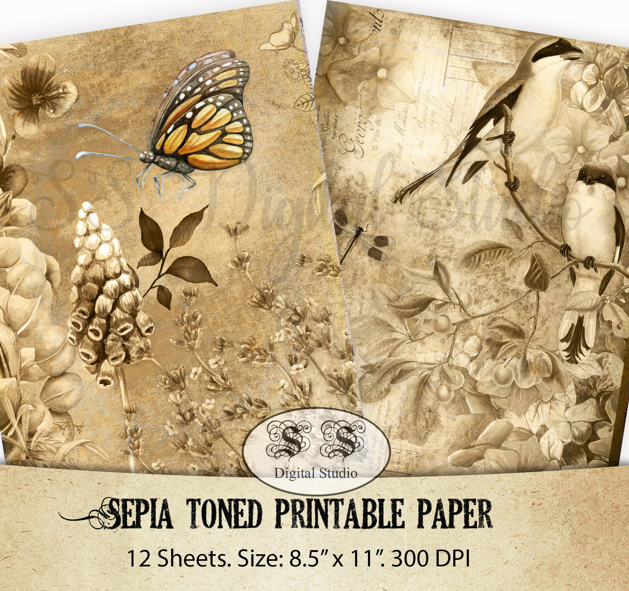 Sepia Toned Printable Paper Vintage Digital Paper - Etsy