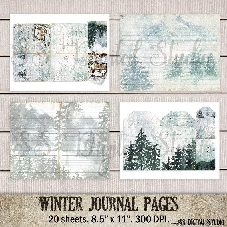 20 Sheets Winter Landscape Journal Page Winter Scenery Snow - Etsy