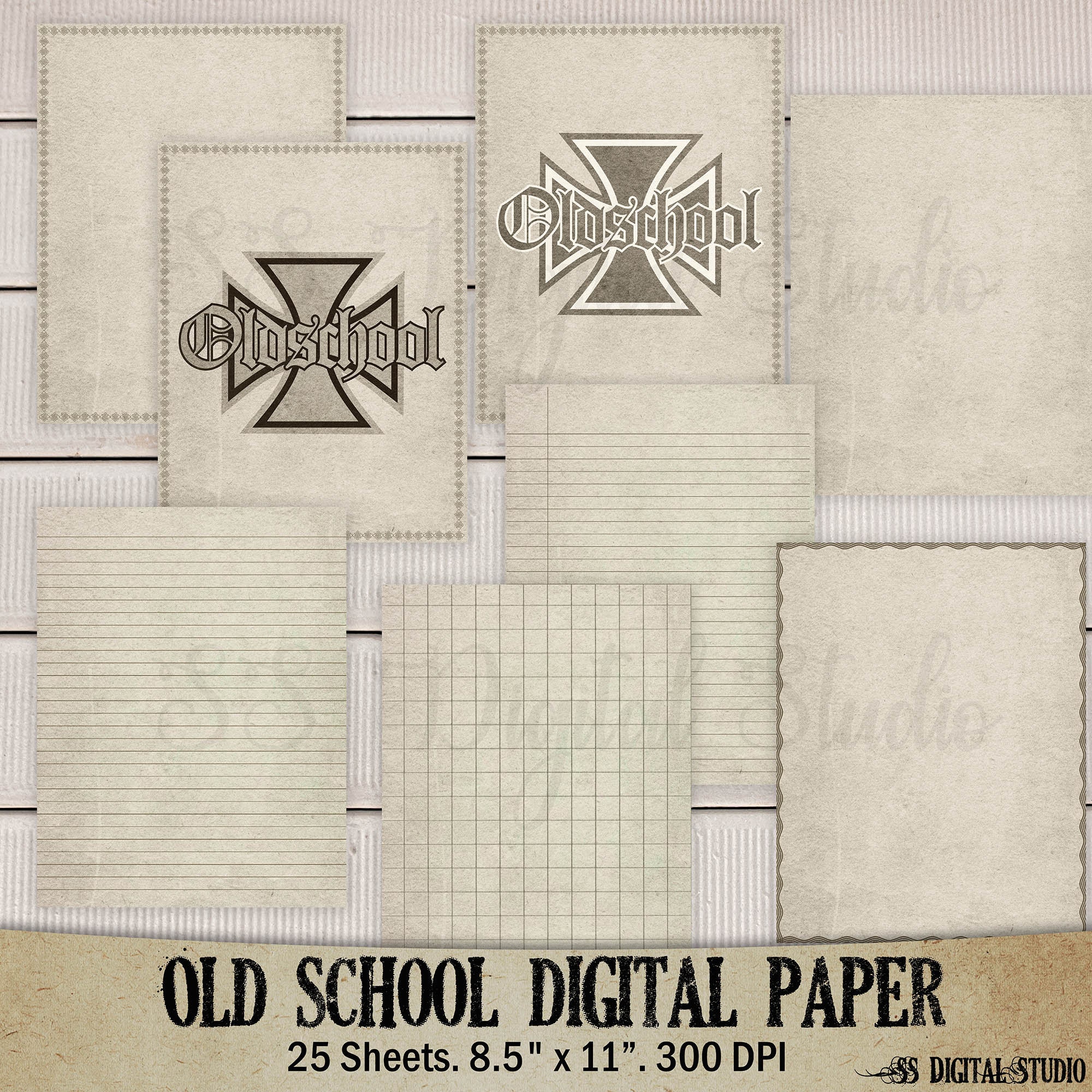 Vintage School Journal Paper: Printable Scrapbook Pages (digital ...