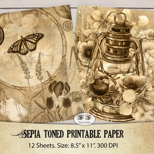Sepia Toned Printable Paper, Vintage, Digital, Paper, Background, Card ...