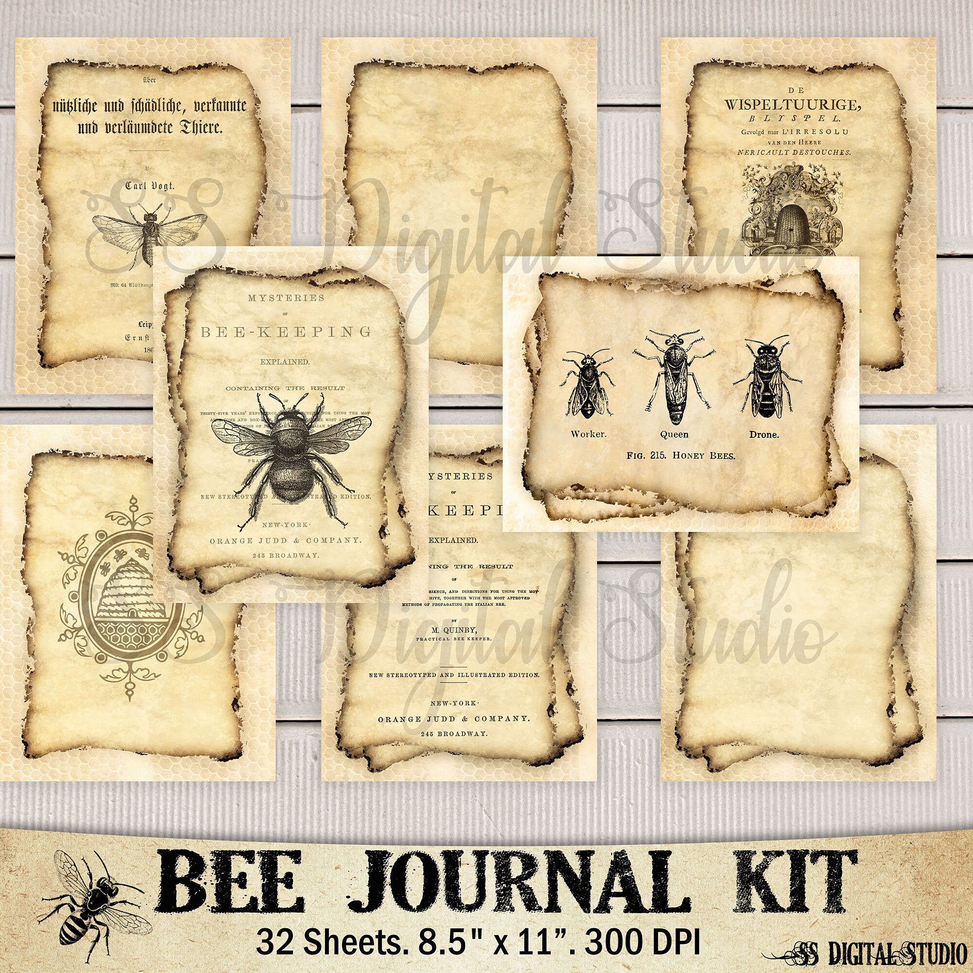 32 Sheets Busy Bee Journal Kit Journal Pages Bee Keeper - Etsy