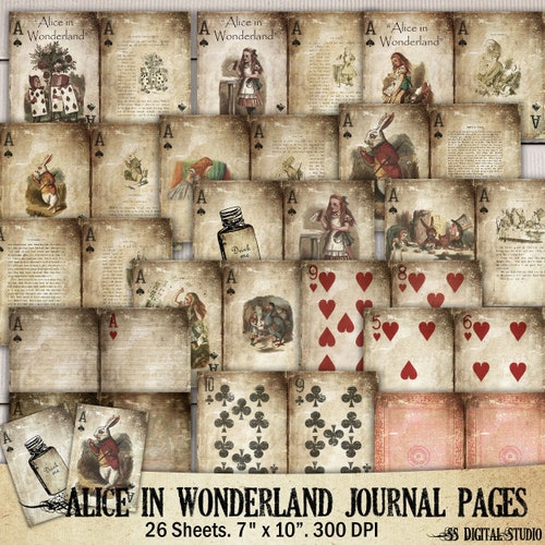Printable Alice in Wonderland Junk Journal Pages Digital - Etsy