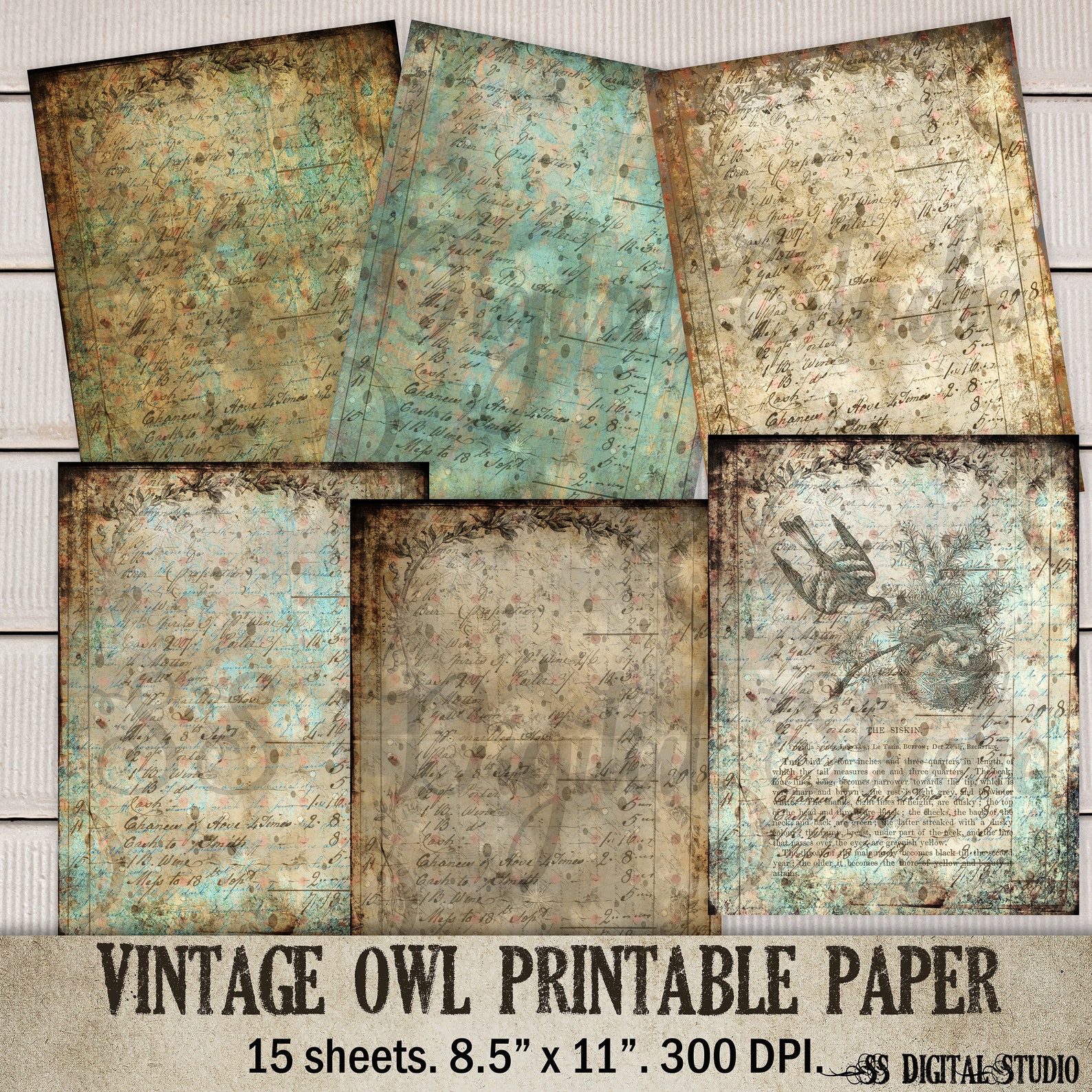 Vintage Owl Printable Paper Woodland Journal Paper | Etsy