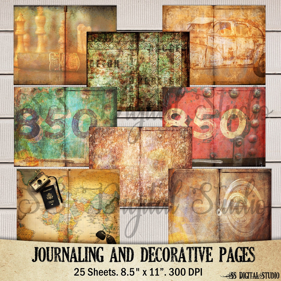 25 Sheets, Masculine Journal Pages, Lined and Plain Pages, Digital ...