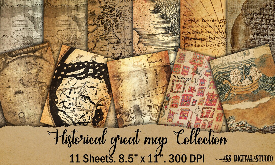 Vintage, Antique,grunge, Old, Map, Journal Paper, Digital, Printable ...