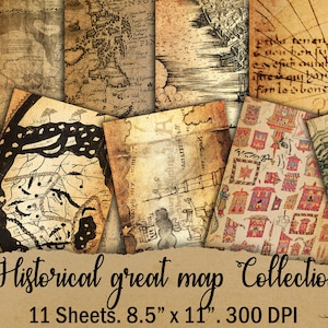 Vintage, Antique,grunge, Old, Map, Journal Paper, Digital, Printable ...