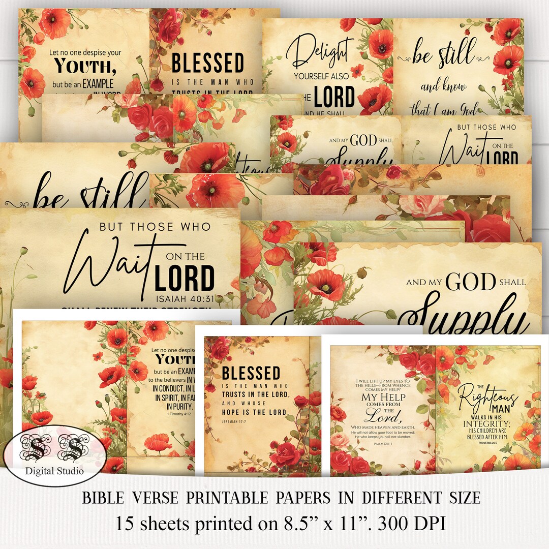 Inspirational Bible Verses - Floral Digital Prints & Journal Cards - Etsy