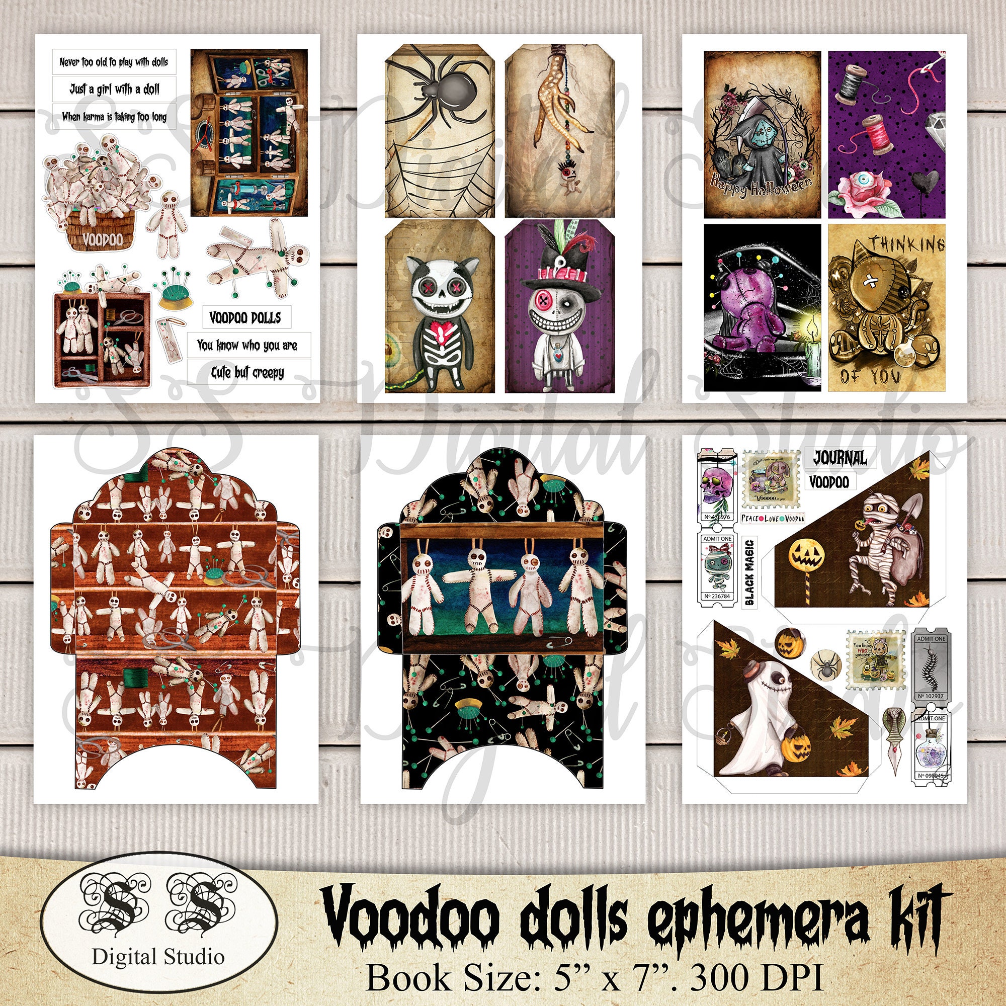 Voodoo Dolls Ephemera Kit Halloween Journal Insert Folio - Etsy