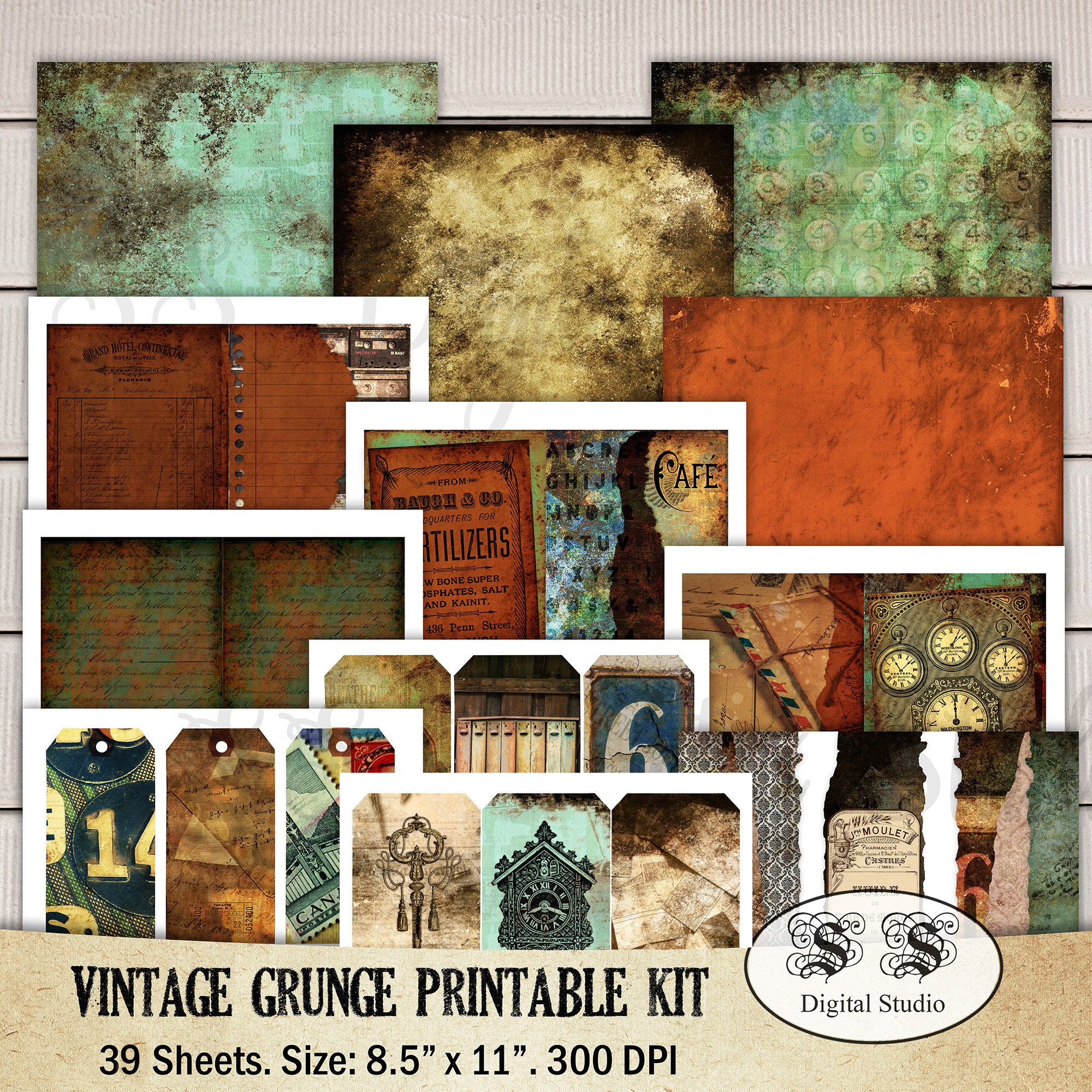 Vintage Grunge Printable Kit Masculine Journal Kit | Etsy