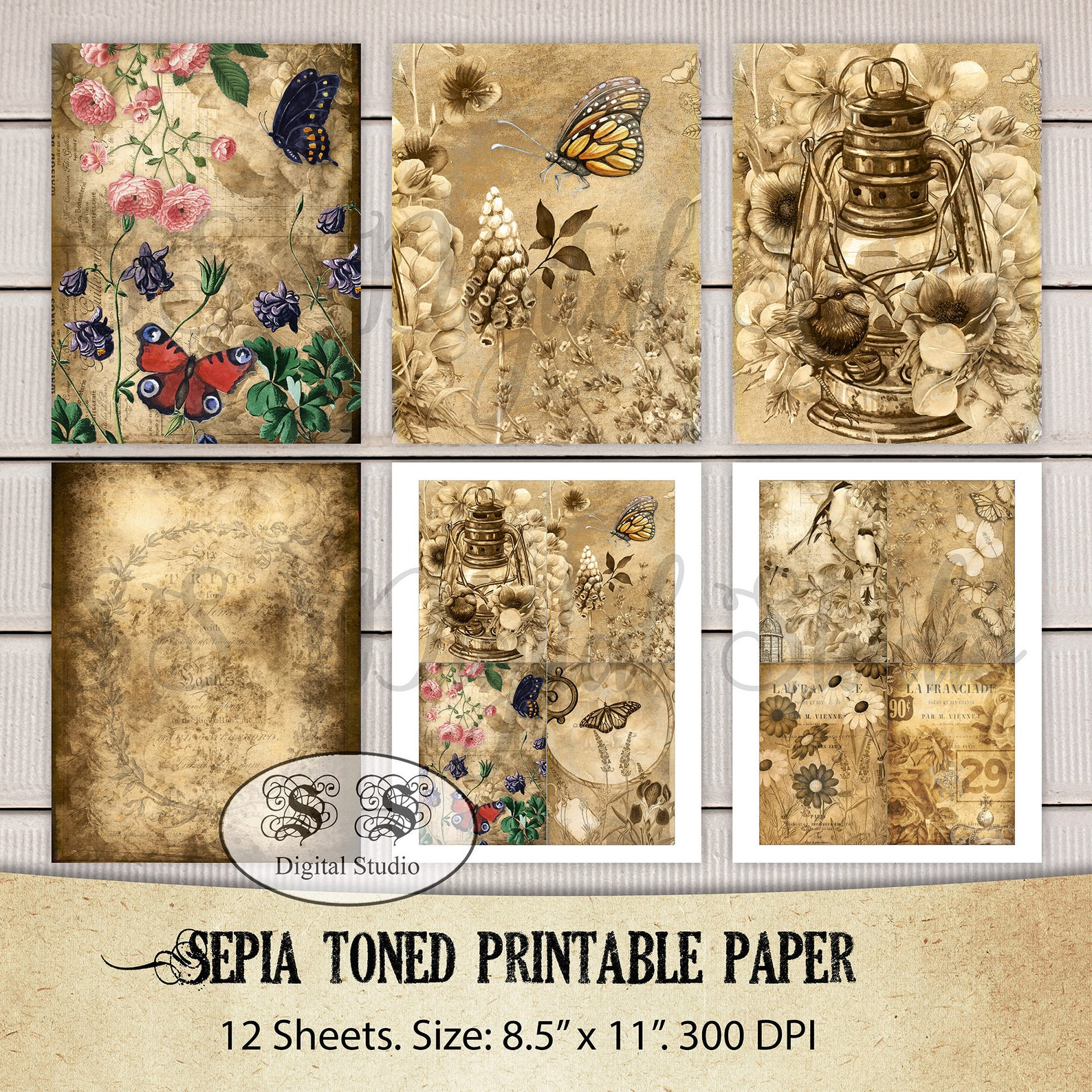Sepia Toned Printable Paper Vintage Digital Paper - Etsy