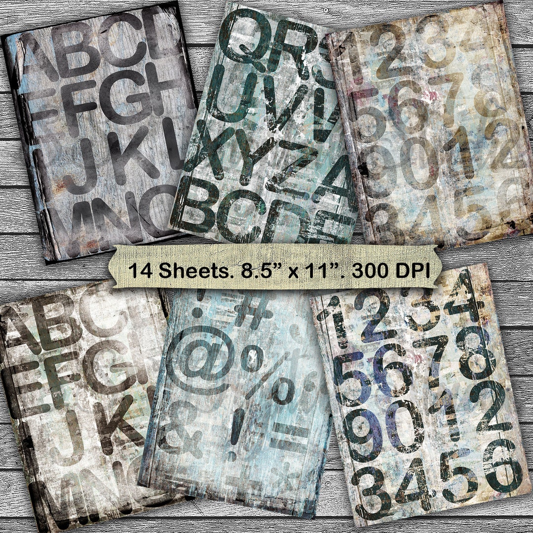 Grunge Alphabet Digital Paper Pack: Steampunk Scrapbook Texture ...
