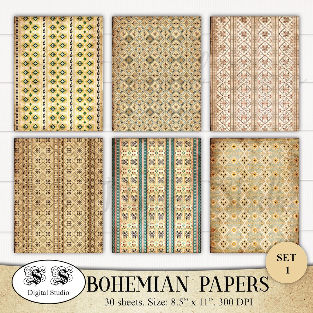 Bohemian Printable Paper Kit, Scrapbooking, Album, Journal Pages ...