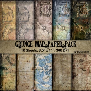 Grunge, Steampunk, Antique, Vintage, Map, Digital Paper,junk Journal ...