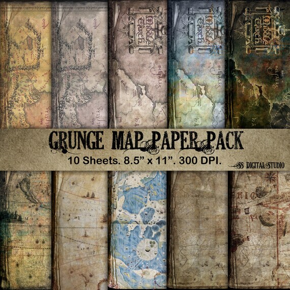 Grunge Steampunk Antique Vintage map digital paperjunk | Etsy
