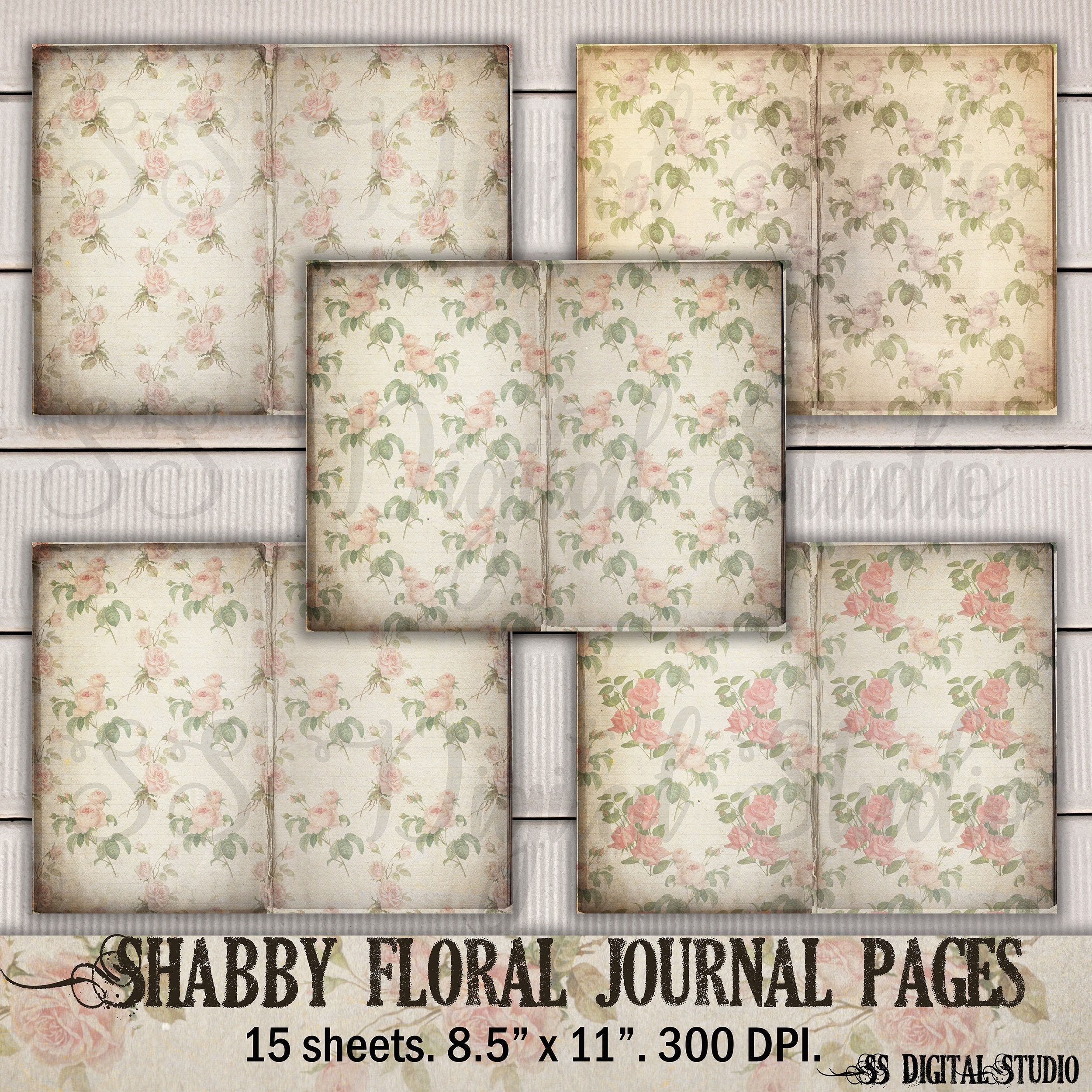 Shabby Floral Journal Pages Collage Sheet Floral Flowers | Etsy