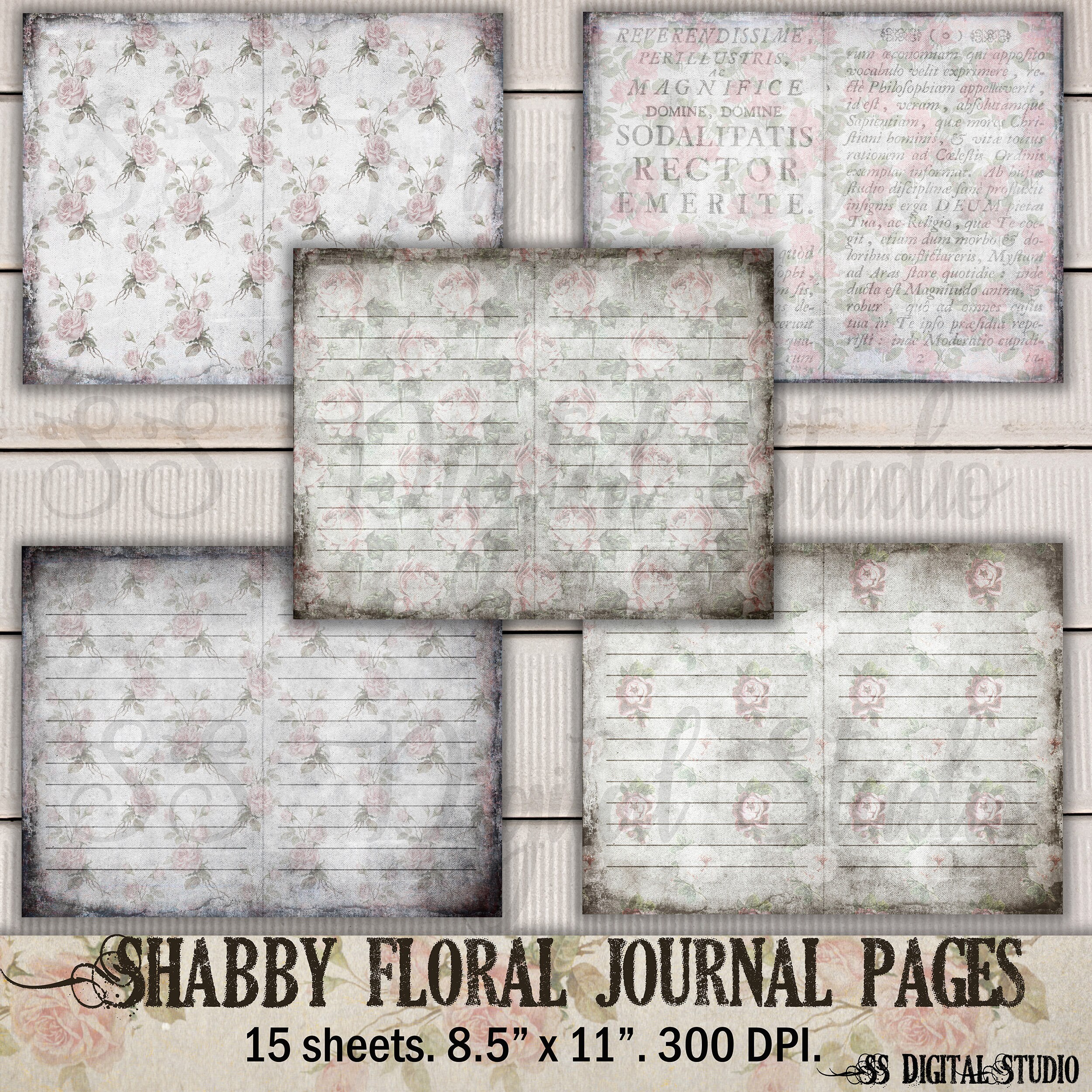 Shabby Floral Journal Pages Collage Sheet Floral Flowers - Etsy