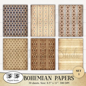 Bohemian Printable Paper Kit, Scrapbooking, Album, Journal Pages ...