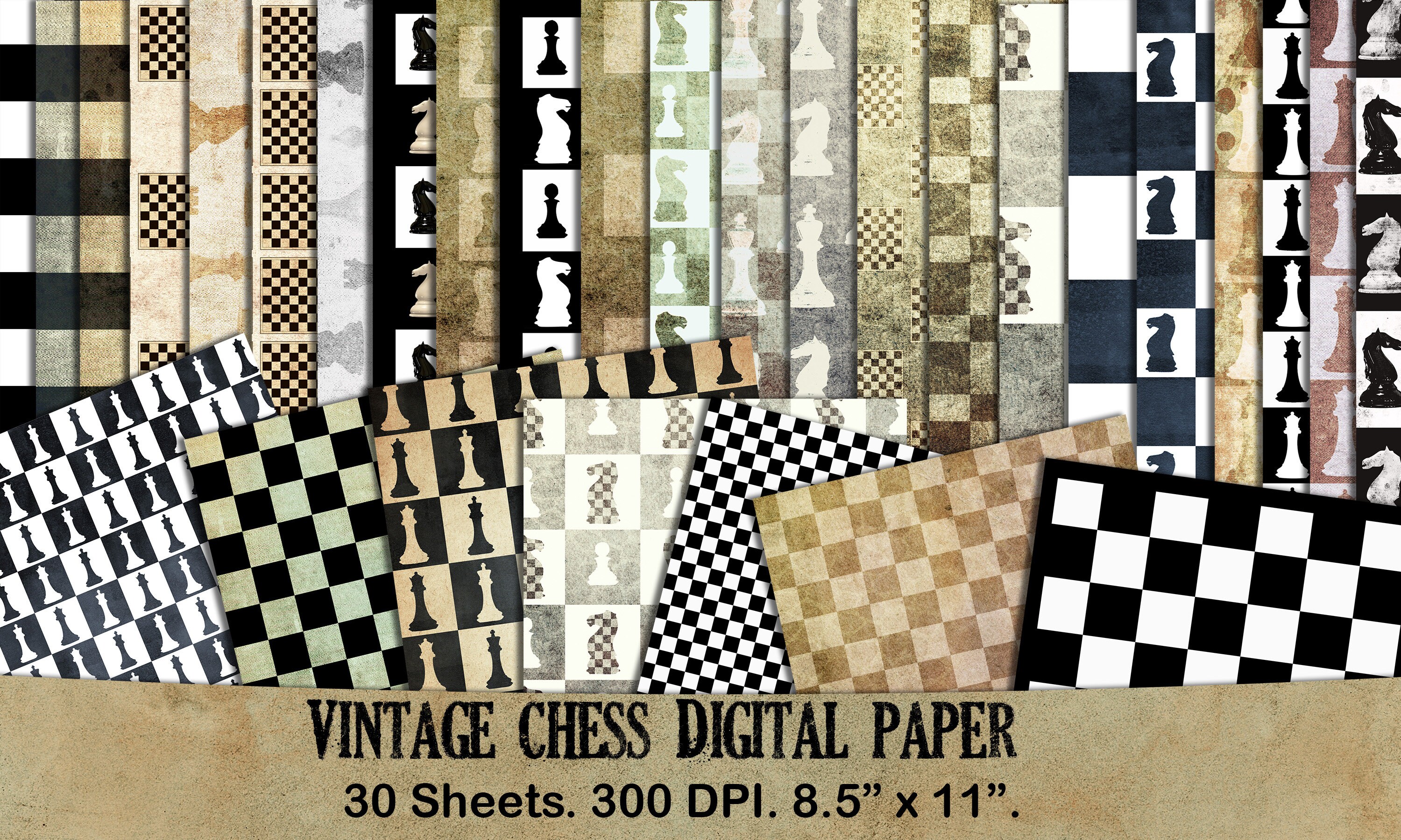 Chessvintage Checkered Patterndigital Paper Background - Etsy