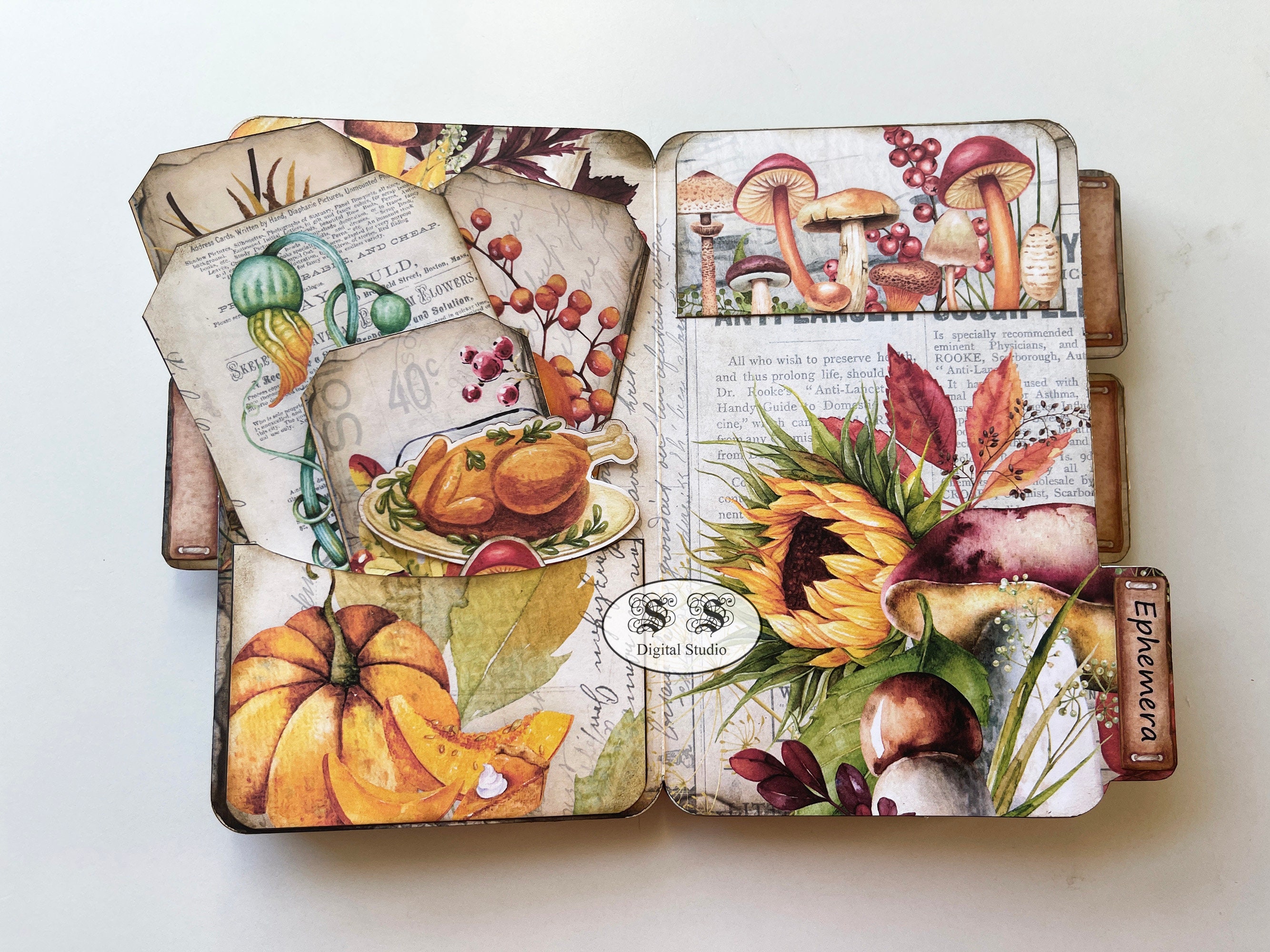 Autumn Fall Ephemera Storage Booklet Folder Folio Junk - Etsy