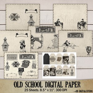 Vintage School Journal Paper: Printable Scrapbook Pages (digital ...