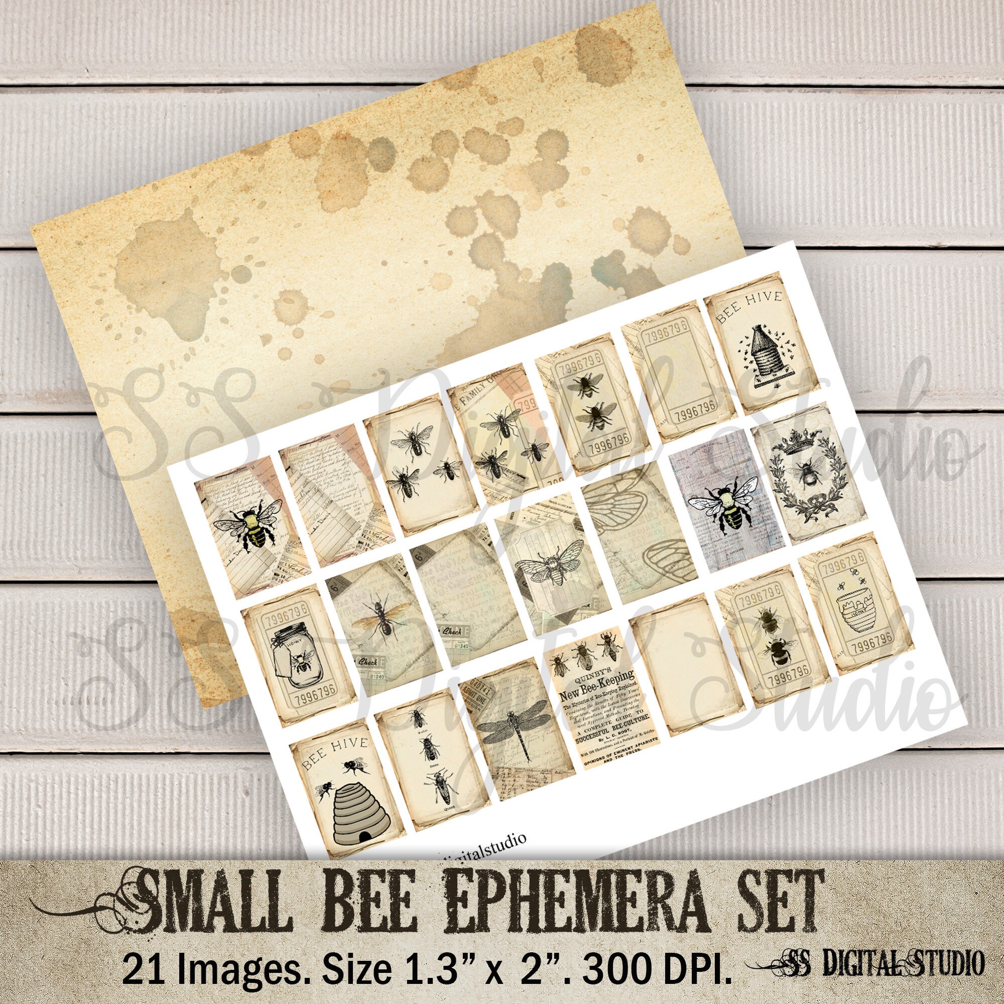 Honey Bees Ephemera Set Collage Sheet Digital Printable - Etsy Canada